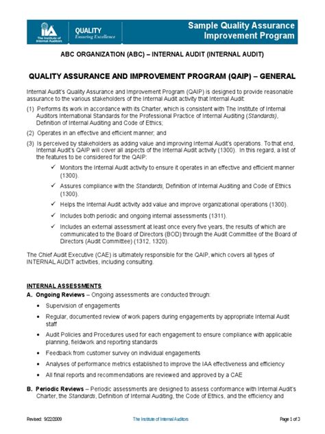 Model Quality Assurance Improvement Program Download Free Pdf Internal Audit Audit