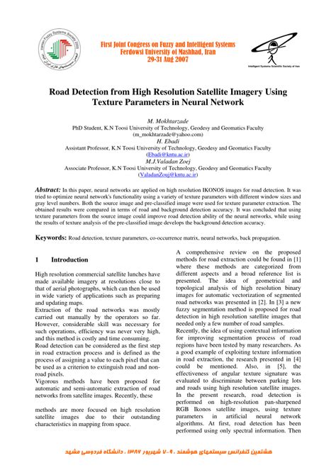 Pdf Road Detection From High Resolution Satellite Imagery Using