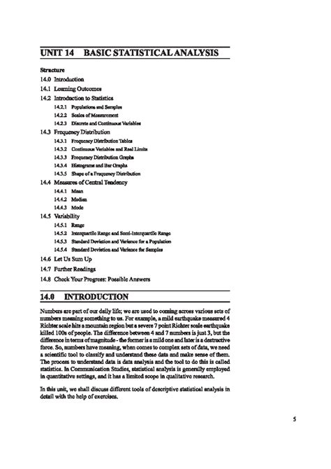 Unit 14 Discusses Different Tools Of Descriptive Statistical Analysis