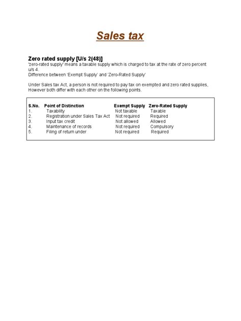 Zero Rated And Exempt Supplies Pdf