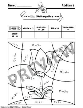 Addition Color By Number Activities By Easy Essentials TPT