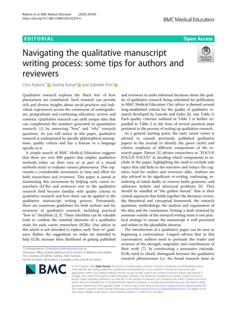 Navigating The Qualitative Manuscript Process Pdf Methodology