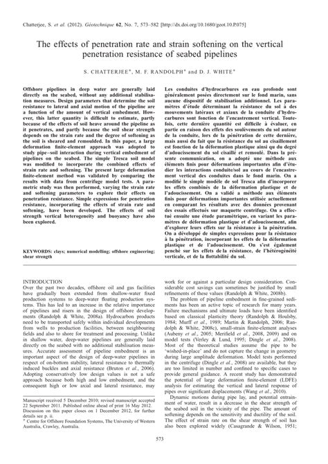 Pdf Large Deformation Finite Element Analysis Of Vertical Penetration