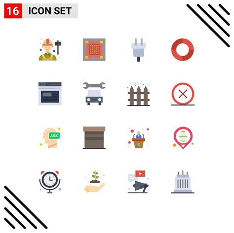 16 Thematic Vector Flat Colors And Editable Symbols Of Internet Diagram Grid Chart Electric