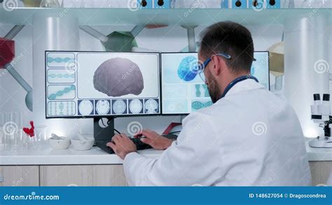 Man In Research Center Working On Computer Stock Footage Video Of Office Facility 148627054