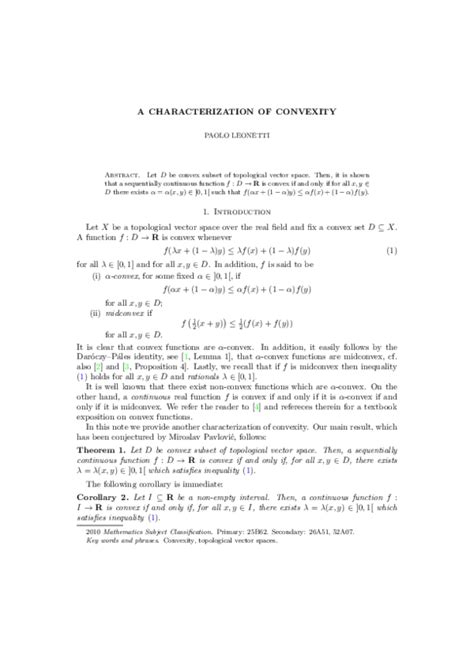 Pdf A Characterization Of Convexity