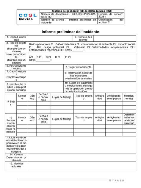 L3 2 Hse P022 Cm Isne R01 Informe Preliminar De Incidente Pdf