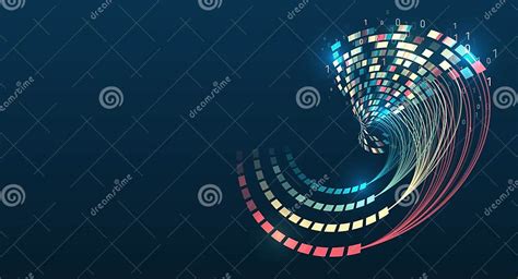 Big Data Visualization Abstract Stream Information With Circles Array And Binary Code