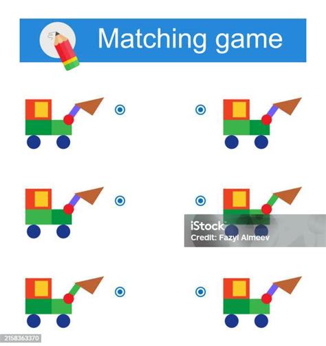아이들을 위한 매칭 게임 만화 굴 삭 기의 벡터 그림입니다 4 5세에 대한 스톡 벡터 아트 및 기타 이미지 4 5세 6 7 살 개념 Istock