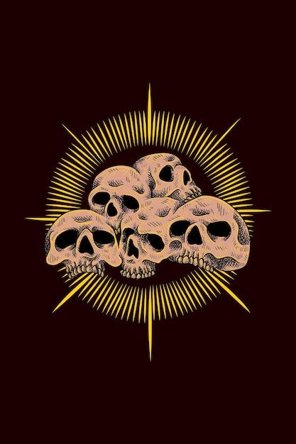 Premium Vector Many Head Skull Vector Illustration