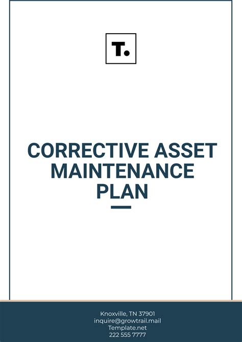Free Corrective Asset Maintenance Plan Template To Edit Online