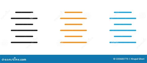 Align Center Icon Thin Line Illustration Set Stock Vector