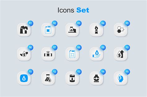 오일 탱크 저장고 밸브가 있는 파이프 휘발유용 캐니스터 드롭 달러 기호 가격 인상 산업 공장 및 아이콘을 설정합니다 벡터 0명에 대한 스톡 벡터 아트 및 기타 이미지