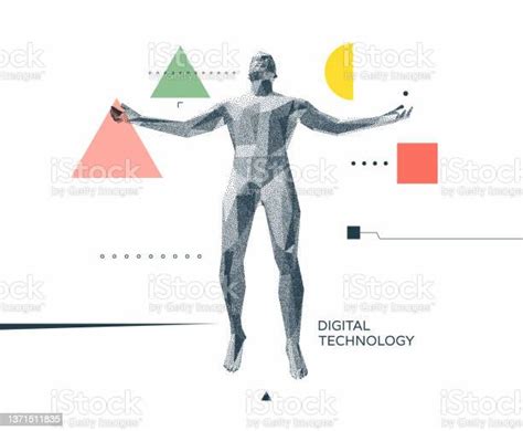 리더십 자유 또는 개발 개념 점프 남자3d 인체 모델 스포츠 용 디자인 입자로 구성된 벡터 그림입니다 인체에 대한 스톡 벡터 아트 및 기타 이미지 Istock