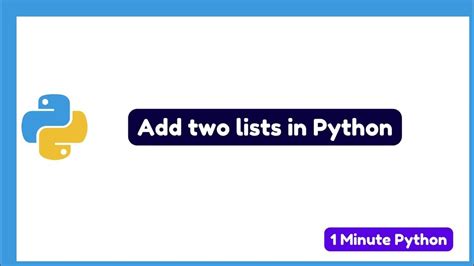 How To Add Two Lists In Python Youtube