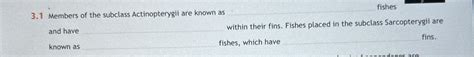 Solved 31 ﻿members Of The Subclass Actinopterygii Are Known