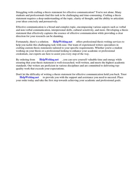 Thesis Statement For Effective Communication Pdf Communication Thesis