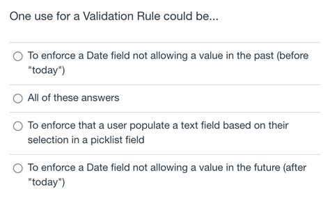 Solved One Use For A Validation Rule Could Be To Enforce Chegg
