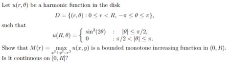 Solved Let u r θ be a harmonic function in the disk Chegg