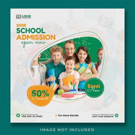 Сообщение о поступлении в школу в социальных сетях и шаблон сообщения в Instagram Премиум Psd Файл