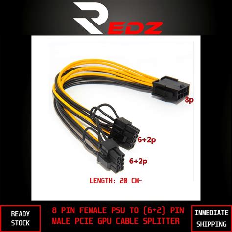 New 8 Pin Female Psu To 62 Pin Male Pcie Gpu Cable Splitter Shopee Malaysia