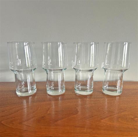 Vintage Hollow Stemmed 12 Oz Beer Glasses Set Of 4 Etsy