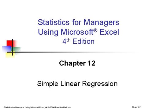 Statistics For Managers Using Microsoft Excel 4 Th