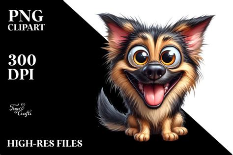 Crazy German Shepherd Art Sublimation Clipart