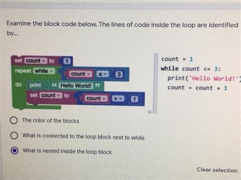 Solved Examine The Block Code Below The Lines Of Code Chegg Com