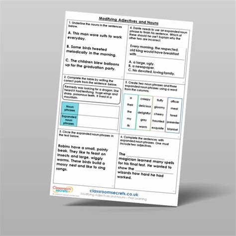 Year 4 Modifying Adjectives And Nouns Application Resource Classroom Secrets