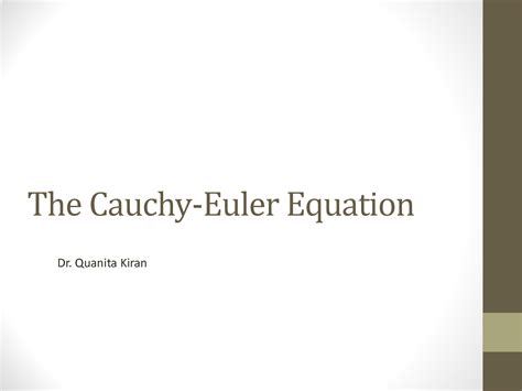 SOLUTION Lec The Cauchy Euler Equation Studypool