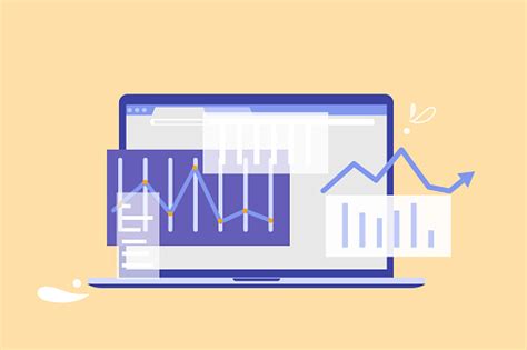 그래프와 다이어그램이 있는 랩톱 컴퓨터 화면 벡터 일러스트레이션 0명에 대한 스톡 벡터 아트 및 기타 이미지 0명 계산함 고름 Istock