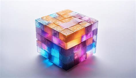 A Cube Made Of Neon Pixels On Isolated White Background Image Premium Ai Generated Image