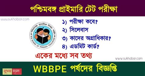 Primary Tet Exam প্রাইমারী টেট পরীক্ষার দিন ঘোষণা। জেনে নিন যোগ্যতা