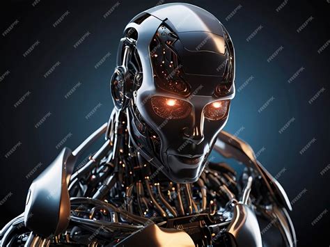 Premium Ai Image 3d Rendering Humanoid Robot Working With Future Digital Graphic Interface On