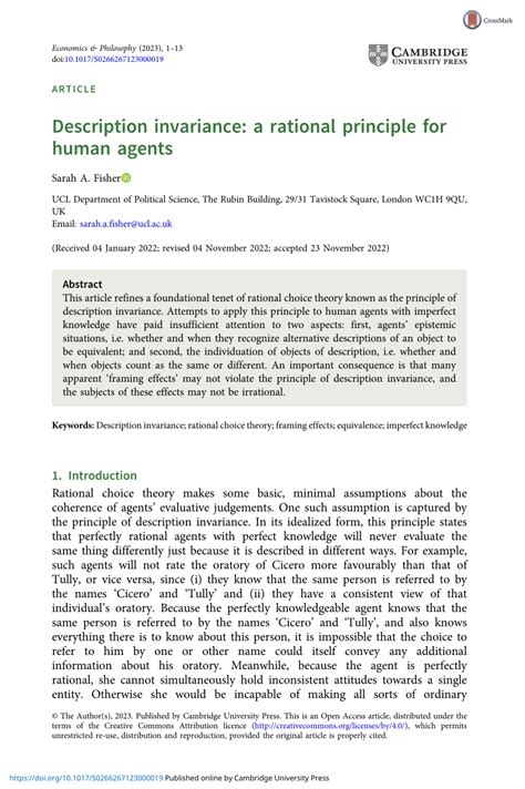 Pdf Description Invariance A Rational Principle For Human Agents
