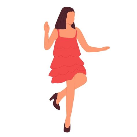 Chica Mujer Bailando Sobre Un Fondo Blanco Aislado Vector Premium