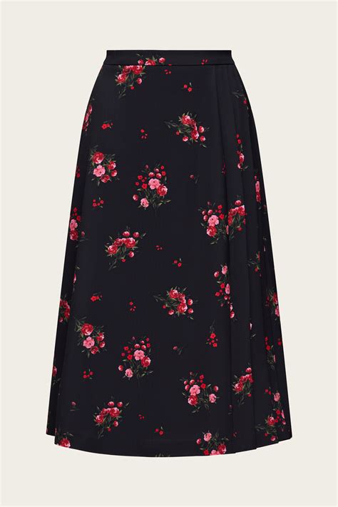 Черная юбка миди с цветочным принтом Бланш купить за 7 000 ₽ Ummaya Design