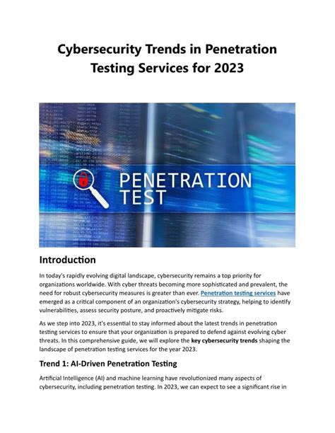 Ppt Cybersecurity Trends In Penetration Testing Services Powerpoint Presentation Id 12544546
