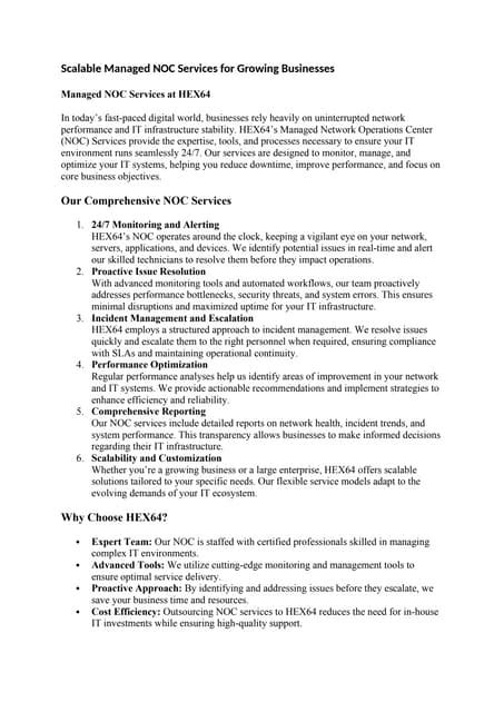 Scalable Managed Noc Services For Growing Businesses Pdf