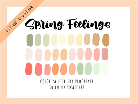 Procreate Color Swatches Spring Feelings Warm Color Palette For Procreate Procreate Tool