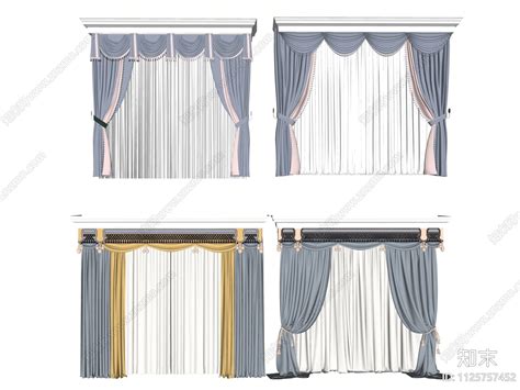 简欧窗帘su模型下载【id 1125757452】 知末su模型网