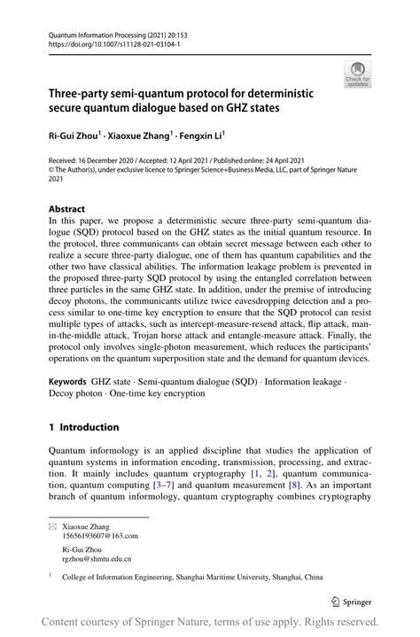Three Party Semi Quantum Protocol For Deterministic Secure Quantum