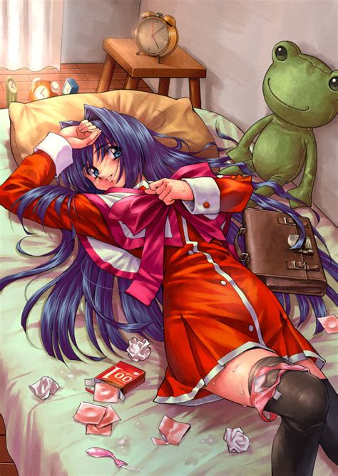 Rule 34 After Sex Black Thighhighs Blue Eyes Blue Hair Bow Bowtie