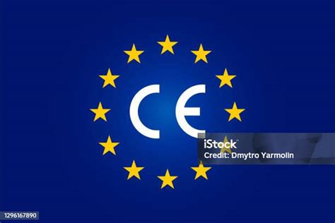 Ce 표준 마크 유럽 경제 지역 내에서 판매되는 제품의 아이콘 Eea 유럽 연합 색상 플래그 별 기호 벡터 Ce 유럽 적합성
