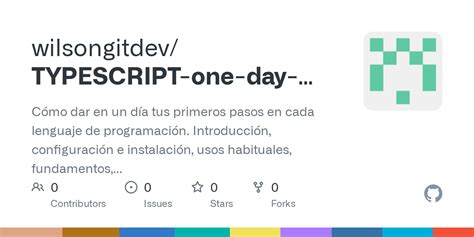 Github Wilsongitdevtypescript One Day One Language Cómo Dar En Un