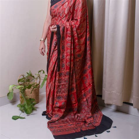 Ajrakh Modal Silk Sarees Forsarees