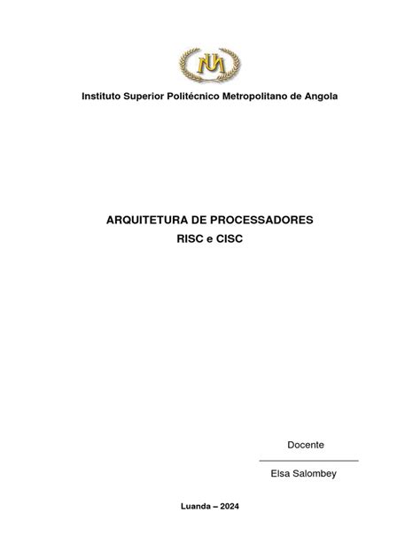 Risc E Cisc V2 Pdf Microprocessador Arquitetura De Computadores