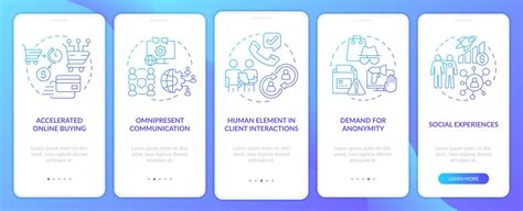 Customer Behavior Trends Blue Gradient Onboarding Mobile App Screen Walkthrough 5 Steps Graphic