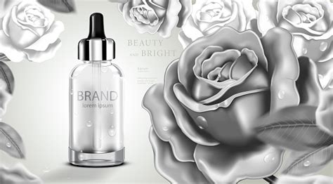 럭셔리 코스메틱 보틀 패키지 스킨케어 크림 뷰티 화장품 포스터 로즈 배경 3차원 형태에 대한 스톡 벡터 아트 및 기타 이미지 3차원 형태 고급 광고 Istock